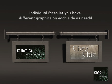 Second Life Marketplace - [Cb] Wall Hanging Sign on Chains - two logo faces