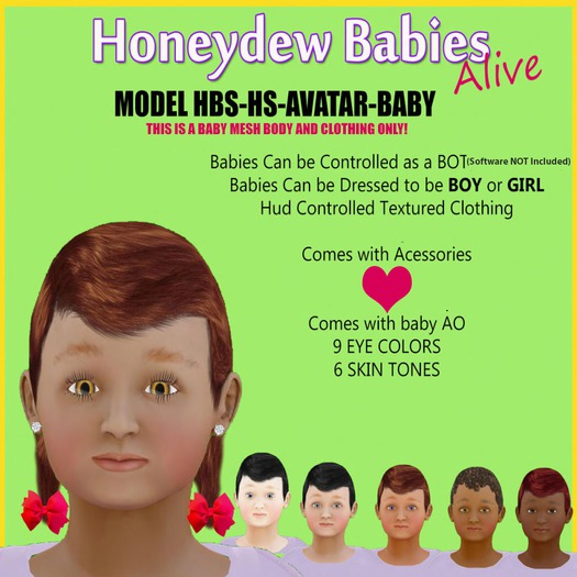 Second Life Marketplace - HONEYDEW BABIES ALIVE! MODEL: HS FACE AVATAR ...