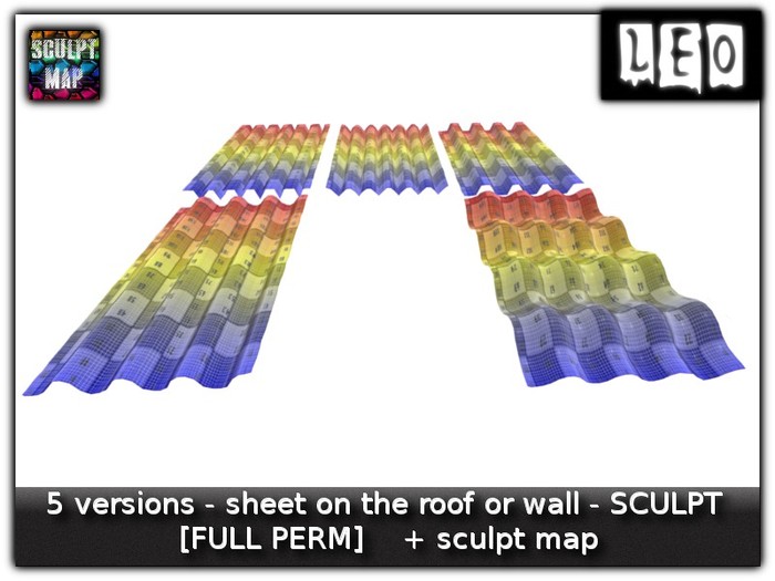 Second Life Marketplace - -LEO- Sheet on the roof or wall sculpt - 5 ...