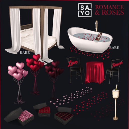 Second Life Marketplace - SAYO - Romance & Roses Gacha - Canopy Bed RARE