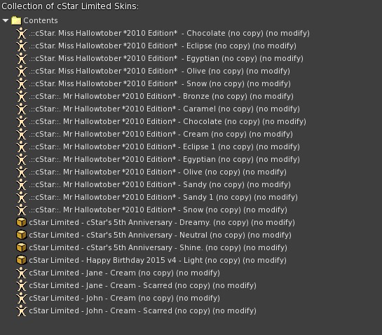 Second Life Marketplace - Collection of cStar Limited Skins