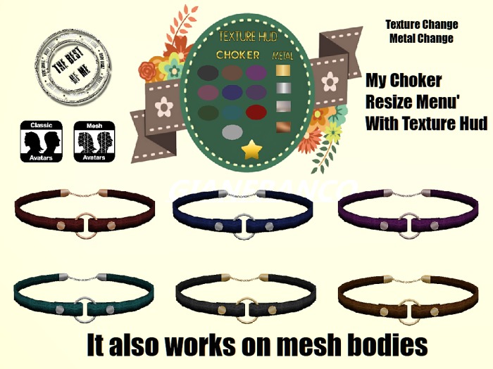 Second Life Marketplace - My Choker Resize Menu'With Texture Hud