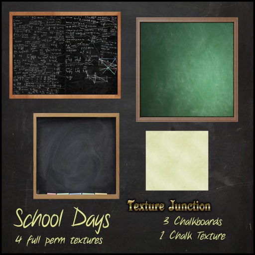 Second Life Marketplace - School Days Chalkboard Texture Set Classroom
