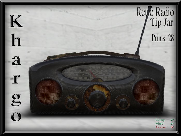 Second Life Marketplace - Khargo Retro Radio Tip Jar / Tipjar