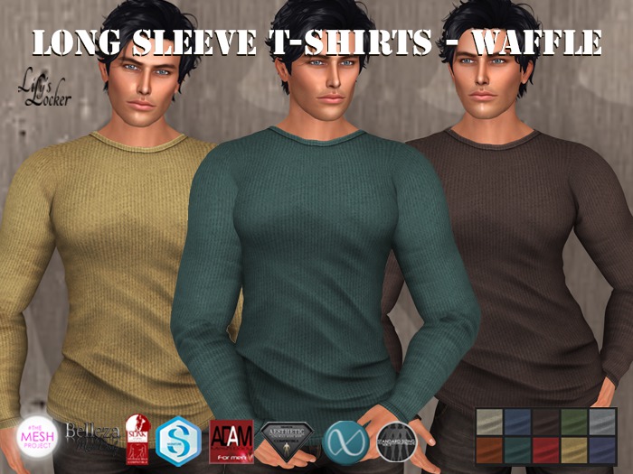 Second Life Marketplace - LL - Long Sleeve T-Shirt - 10 Waffle Textures