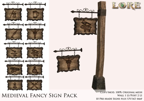 Second Life Marketplace - {LORE} Medieval Signs Fatpack