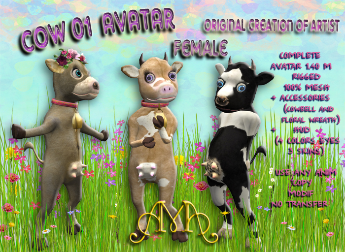Second Life Marketplace - Cow 01 female Avatar (rigged mesh)