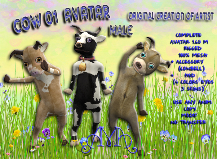 Second Life Marketplace - Cow 01 male Avatar (rigged mesh)