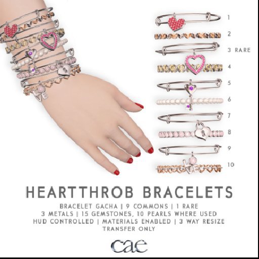 Second Life Marketplace - Cae :: Heartthrob :: Bracelet 7 - Lock [Rez ...