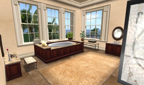Second Life Marketplace - Warm Wood and Marble Bathroom
