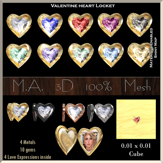 Second Life Marketplace - M.A. 3D valentine Heart Locket 100% original ...