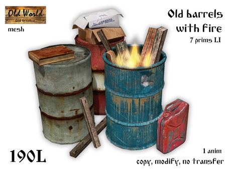 Second Life Marketplace - Old barrels with fire - Old World - Urban ...