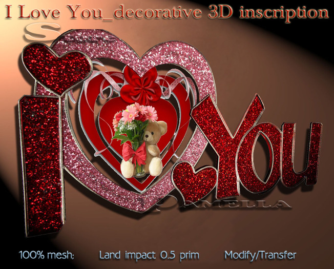 Second Life Marketplace - I Love You_decorative 3D inscription - (BOX)