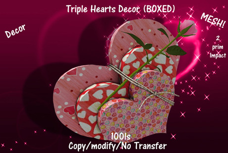 Second Life Marketplace - Triple Hearts Decor (BOXED)