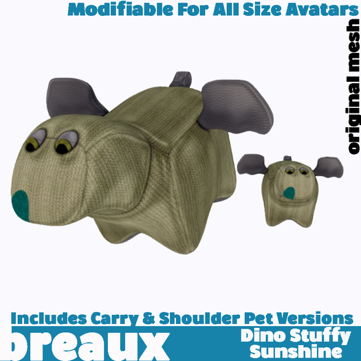 Second Life Marketplace - Dino Stuffies Cuddle and Shoulder - Sunshine