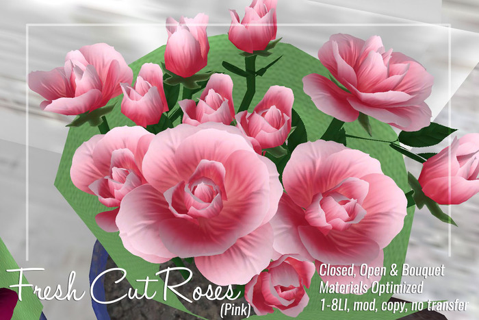 Second Life Marketplace - [ Organica ] Fresh Cut Roses (Pink)