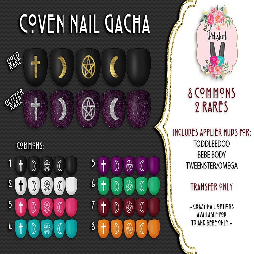 Second Life Marketplace - {Polished} COVEN NAILS - Orange Common 8 {BOXED}