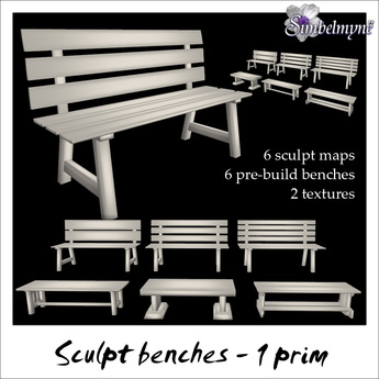 Second Life Marketplace - Sculpt benches in 1 prim - sculpt bench - builders pack