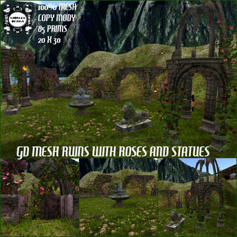 Second Life Marketplace - GD MESH RUINS WITH ROSES AND STATUES