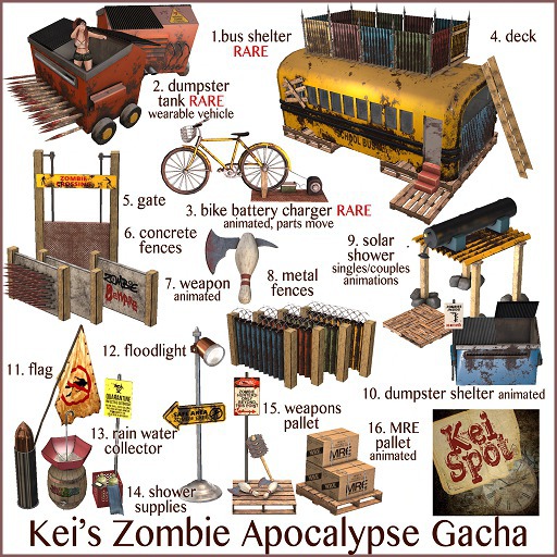 Second Life Marketplace - 15. Kei's Zombie Apoc Gacha (weapons pallet)