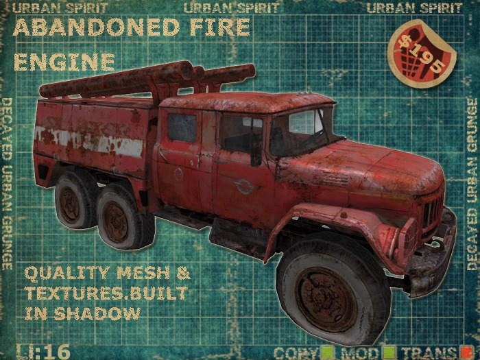 Second Life Marketplace - Abandoned Fire Engine
