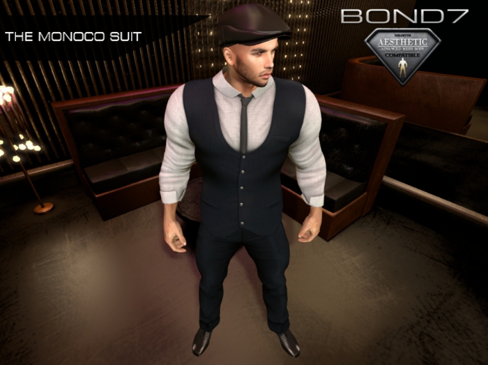 Second Life Marketplace - *BOND7* The Monaco Suit (Navy)-AESTHETIC HUD