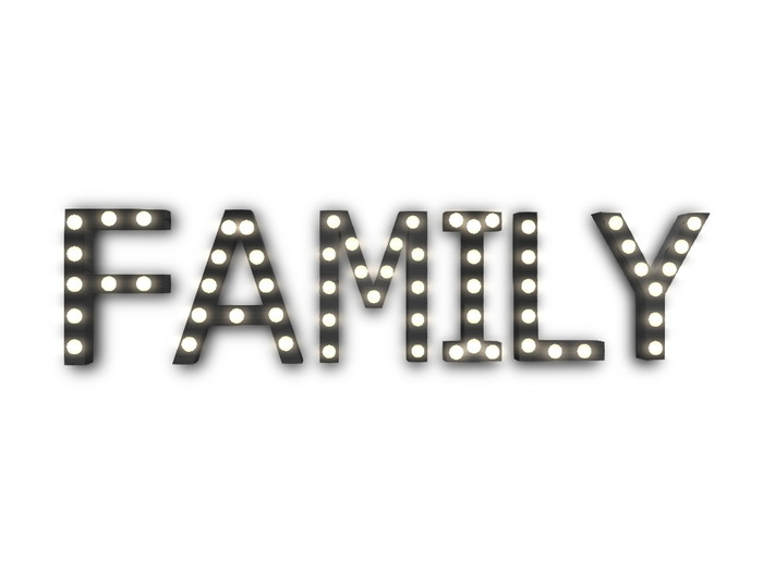 Second Life Marketplace - [Px] "FAMILY" Illuminated Light Bulbs Sign