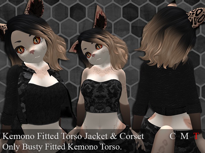 Second Life Marketplace Black And White Kemono Fitted Torso Jacket
