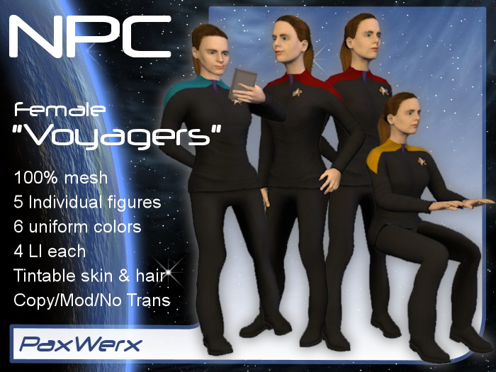 Second Life Marketplace - PaxWerx - NPC Female Voyagers - Fatpack