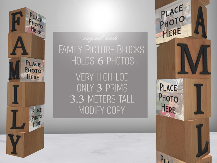 Second Life Marketplace - [Townies] Family Custom Picture Blocks - HIGH LOD