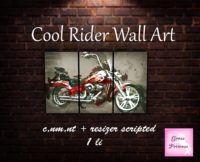 Second Life Marketplace - {.Gross Princess.} Cool Rider Wall Art