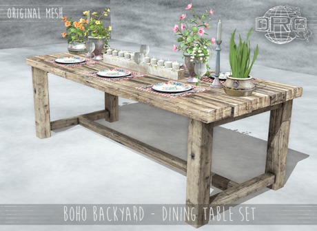 Second Life Marketplace - -DRD- Boho Backyard - Dining Table Set