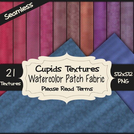 Second Life Marketplace - *Cupids Textures * 21 WATERCOLOR PATCH FABRIC