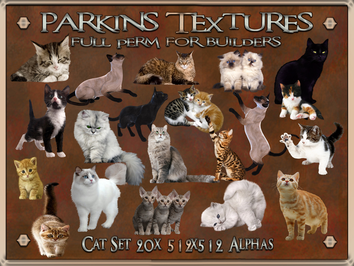 Second Life Marketplace - Parkins Textures - Cat Set A - 20x Full Perm ...
