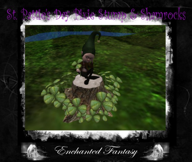 Second Life Marketplace - St. Patties Pixie Stump & Shamrocks (Mesh)