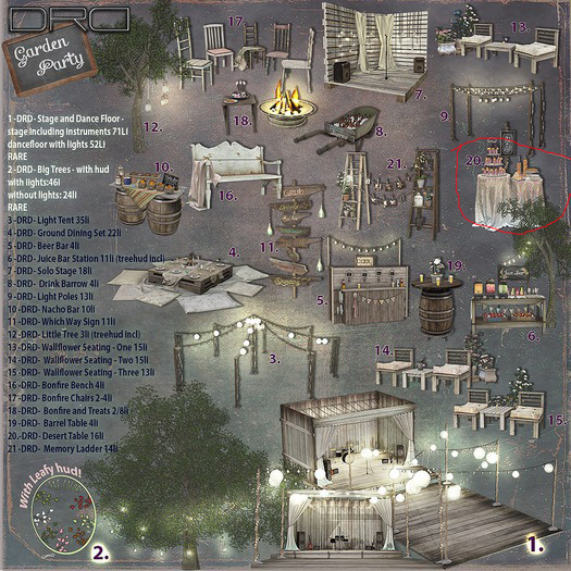 Second Life Marketplace - Gacha -20 -DRD- Garden Party - Desert Table