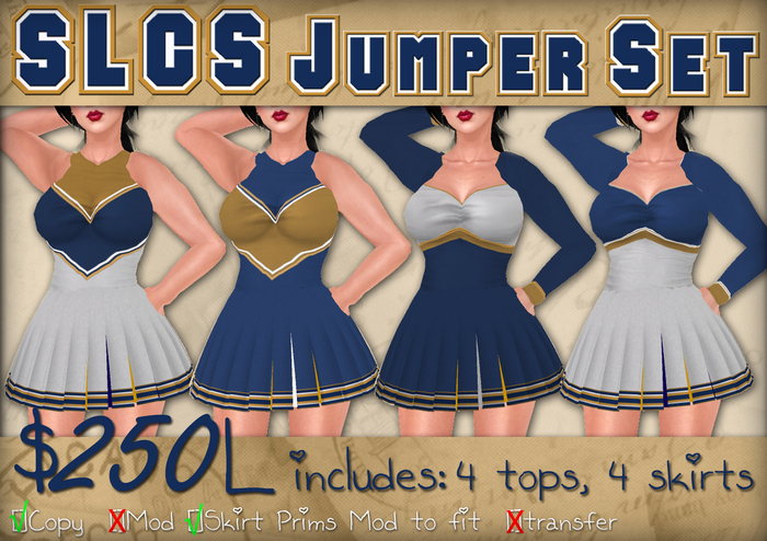Second Life Marketplace - School Daze Cheerleader - SLCS Jumper Uniform Set