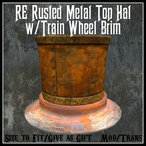 Second Life Marketplace - RE Rusted Metal Top Hat w/Train Wheel Brim ...