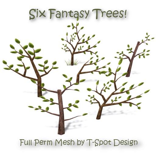 Second Life Marketplace - T-Spot Mesh - Flat Fantasy Trees - Full Perm ...