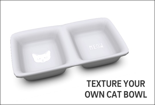 Second Life Marketplace - Zooby Cat Life Texture Kit Meow Bowl BOXED