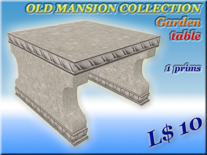 Second Life Marketplace - OLD MANSION COLLECTION Garden table (1 prim ...