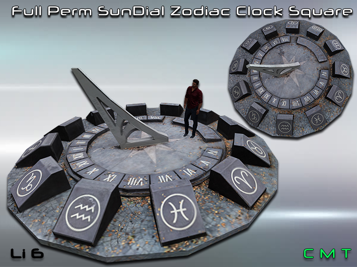 Second Life Marketplace - Full Perm SunDial Zodiac Square HQ Mesh