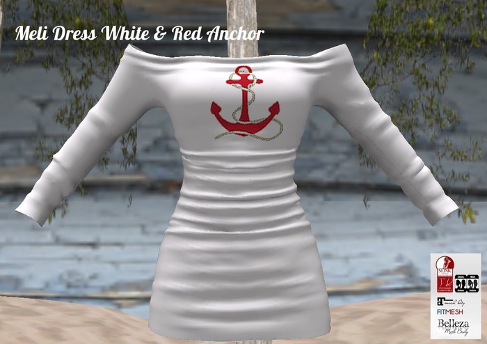 Second Life Marketplace - Mocha's Meli Dress White & Red Anchor