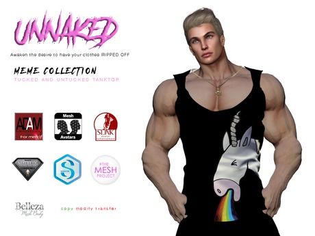 Second Life Marketplace - :: UNNAKED :: Puking Unicorn Tanktop
