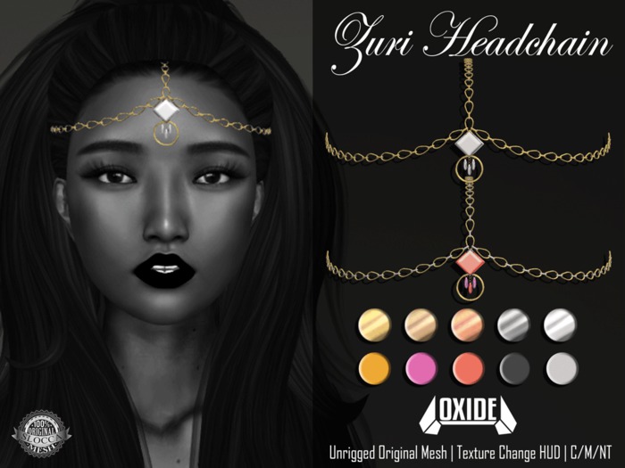 Second Life Marketplace - OXIDE Zuri Headchain - Gold, Silver, Bronze ...