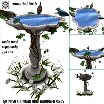 Second Life Marketplace - GD MESH FOUNTAIN WITH ANIMATED BIRDS