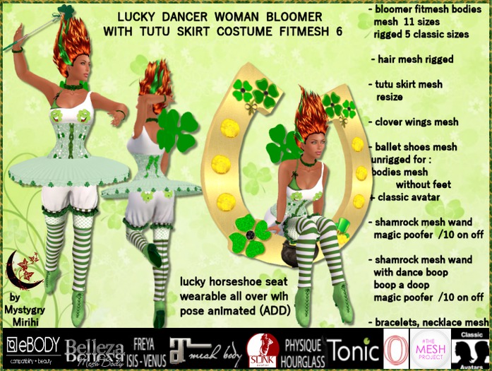Second Life Marketplace - Lucky dancer costume fitmesh 6 bloomer ...