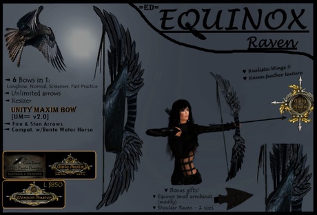 Second Life Marketplace - =ED= EQUINOX RAVEN BOW - (UM= v2.0) - UNITY MAXIM