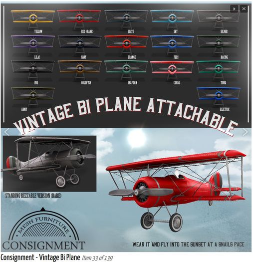 Second Life Marketplace - Vintage BiPlanes - Coral