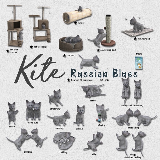Second Life Marketplace - KITE - Russian Blues - Cat Tree Corner RARE